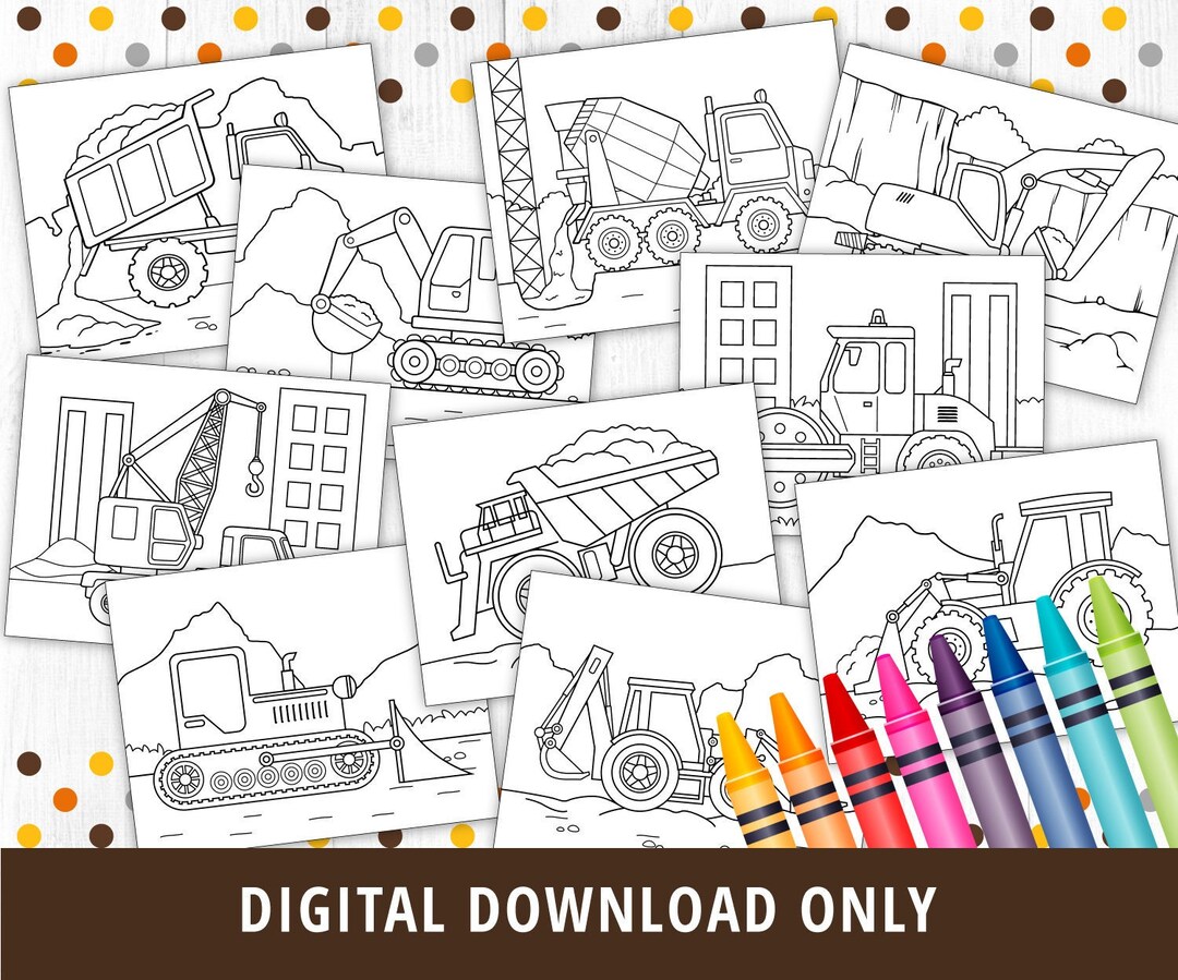 Construction Coloring Pages Construction Printable - Etsy