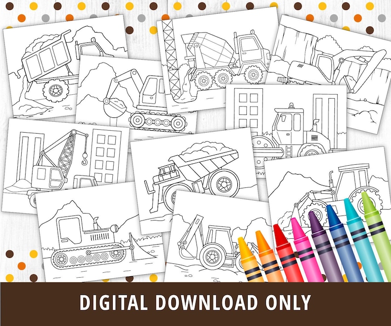 Construction Coloring Pages Construction Printable - Etsy