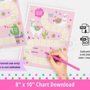 Printable Llama Reward Chart, Llama Reward Chart Kids, Llama Behavior ...