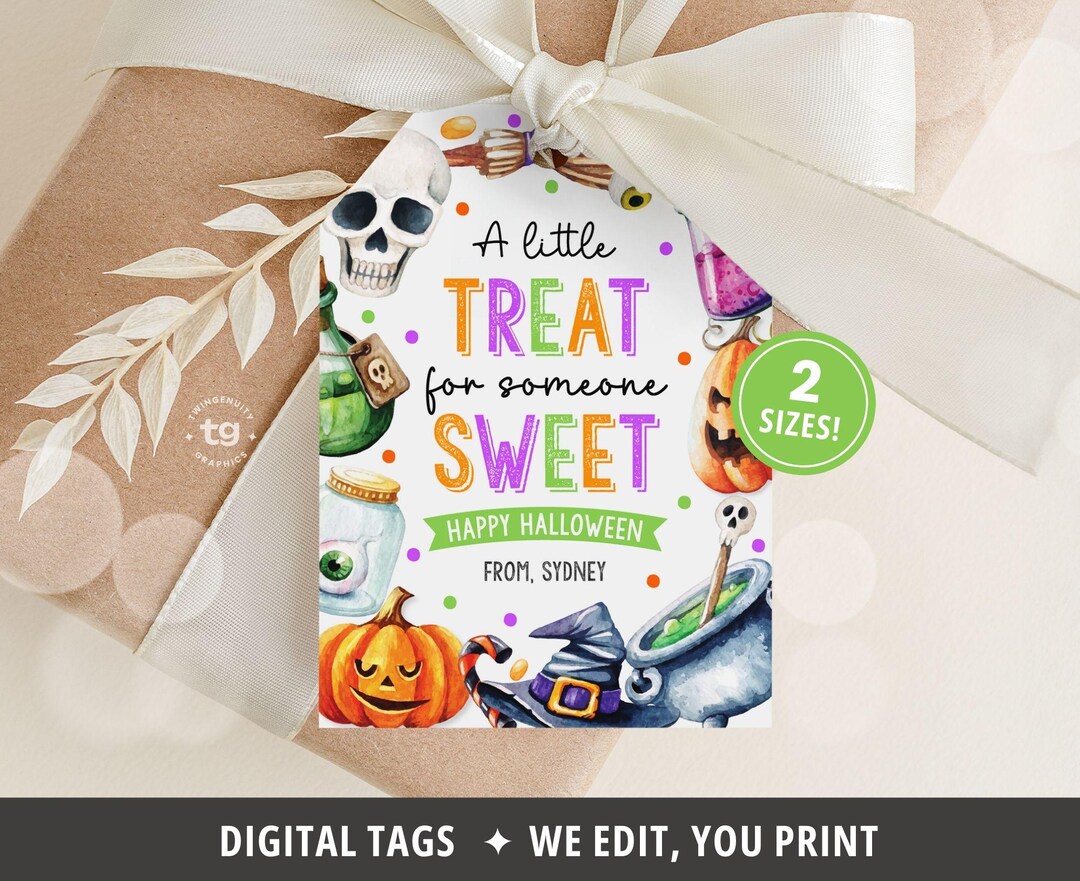 Halloween Party Favor Tags, Printable Halloween Gift Tag, Trick or ...