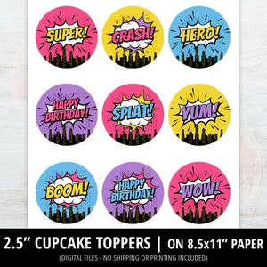 Girl Superhero Cupcake Toppers, Girl Superhero Birthday Decor, Pink ...