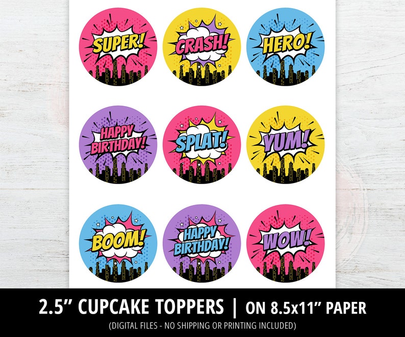 Girl Superhero Cupcake Toppers Girl Superhero Birthday Decor | Etsy