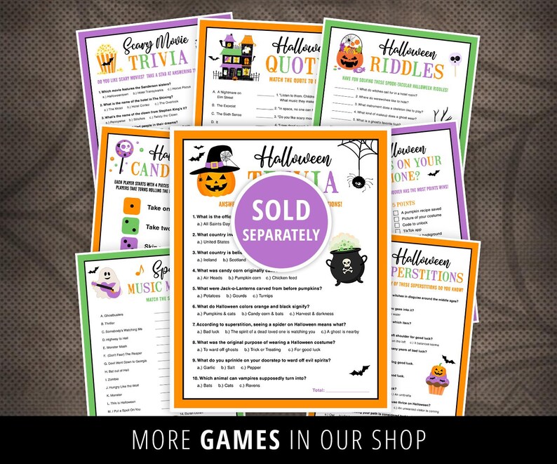 Halloween Trivia Game, Halloween Party Games, Halloween Activity for ...