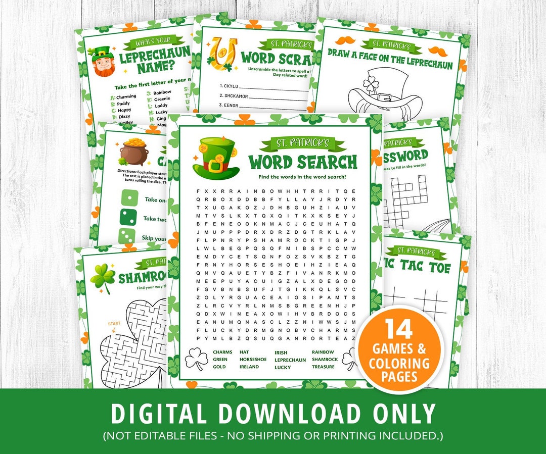 St. Patrick's Day Kids Games Bundle, St Patrick's Kids Activities, St ...