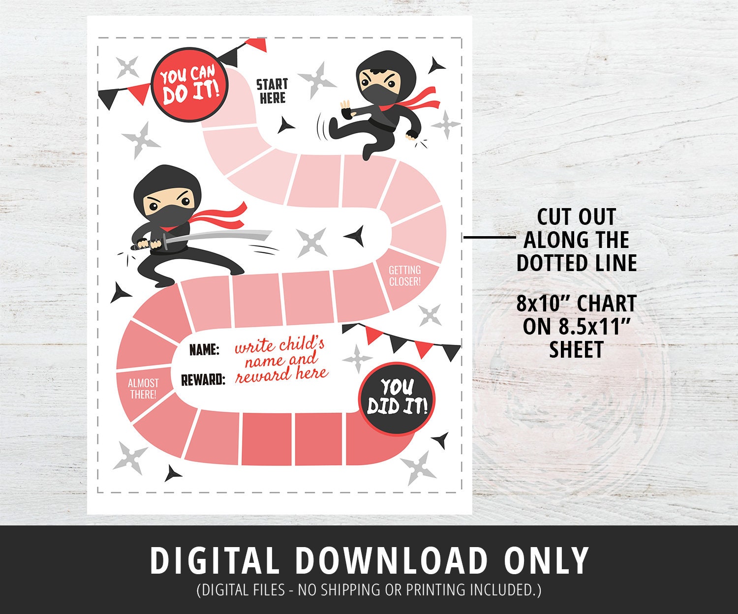 Printable Ninja Reward Chart Ninja Reward Chart Kids Ninja - Etsy Canada