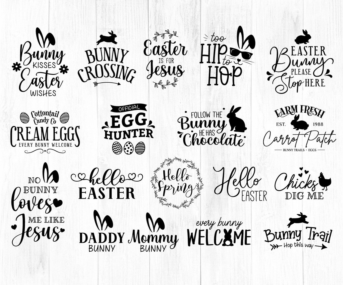 18 Easter Quotes SVG Bundle, Easter Svg, Bunny Svg, Easter Clipart ...