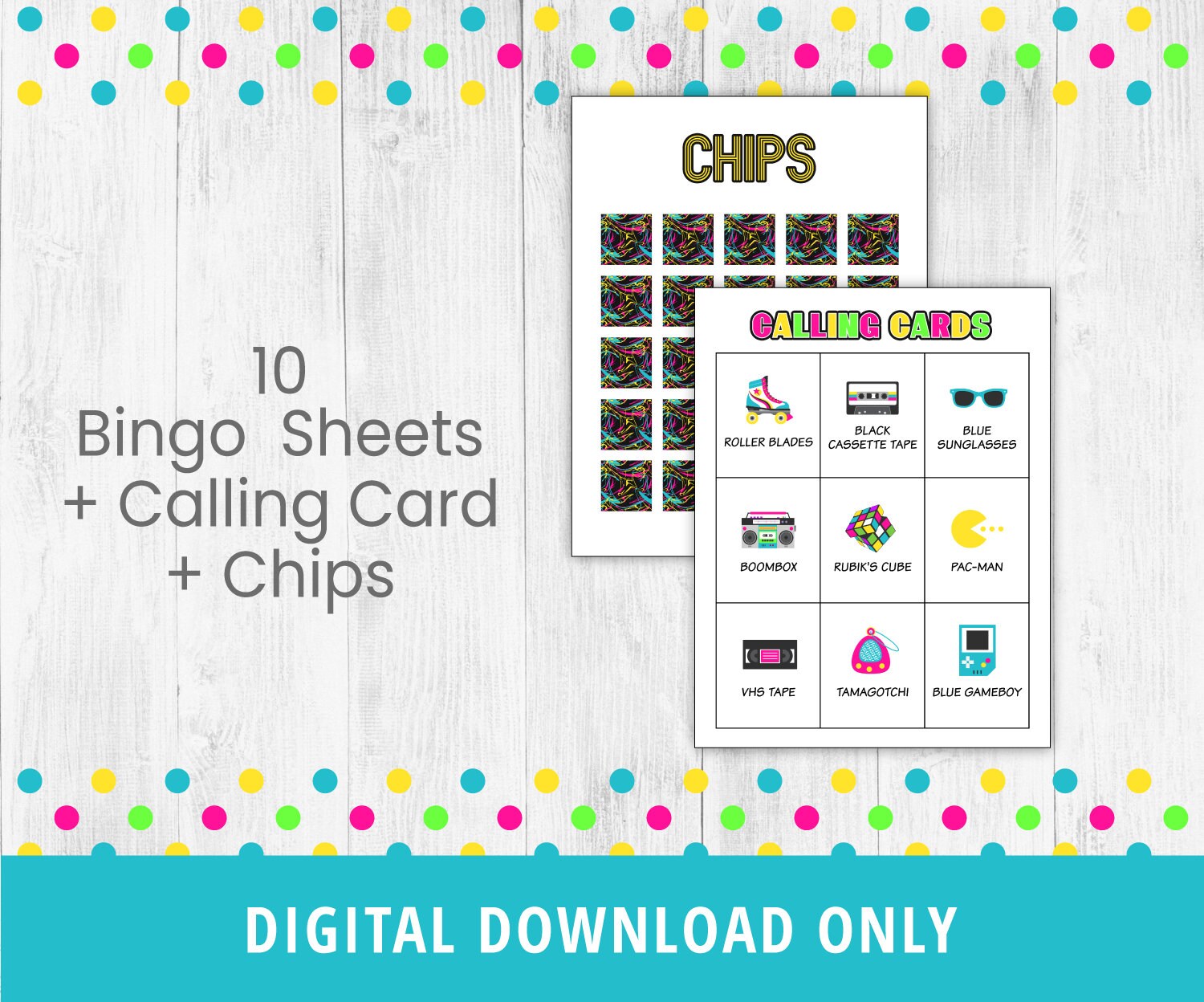 80s Themed Bingo, 80s Retro Bingo Printable, 80s Birthday Games, 80s ...