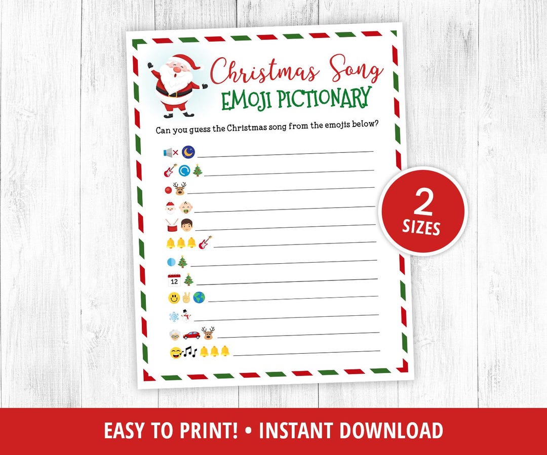 Christmas Songs Emoji Pictionary Game, Printable Christmas Games ...