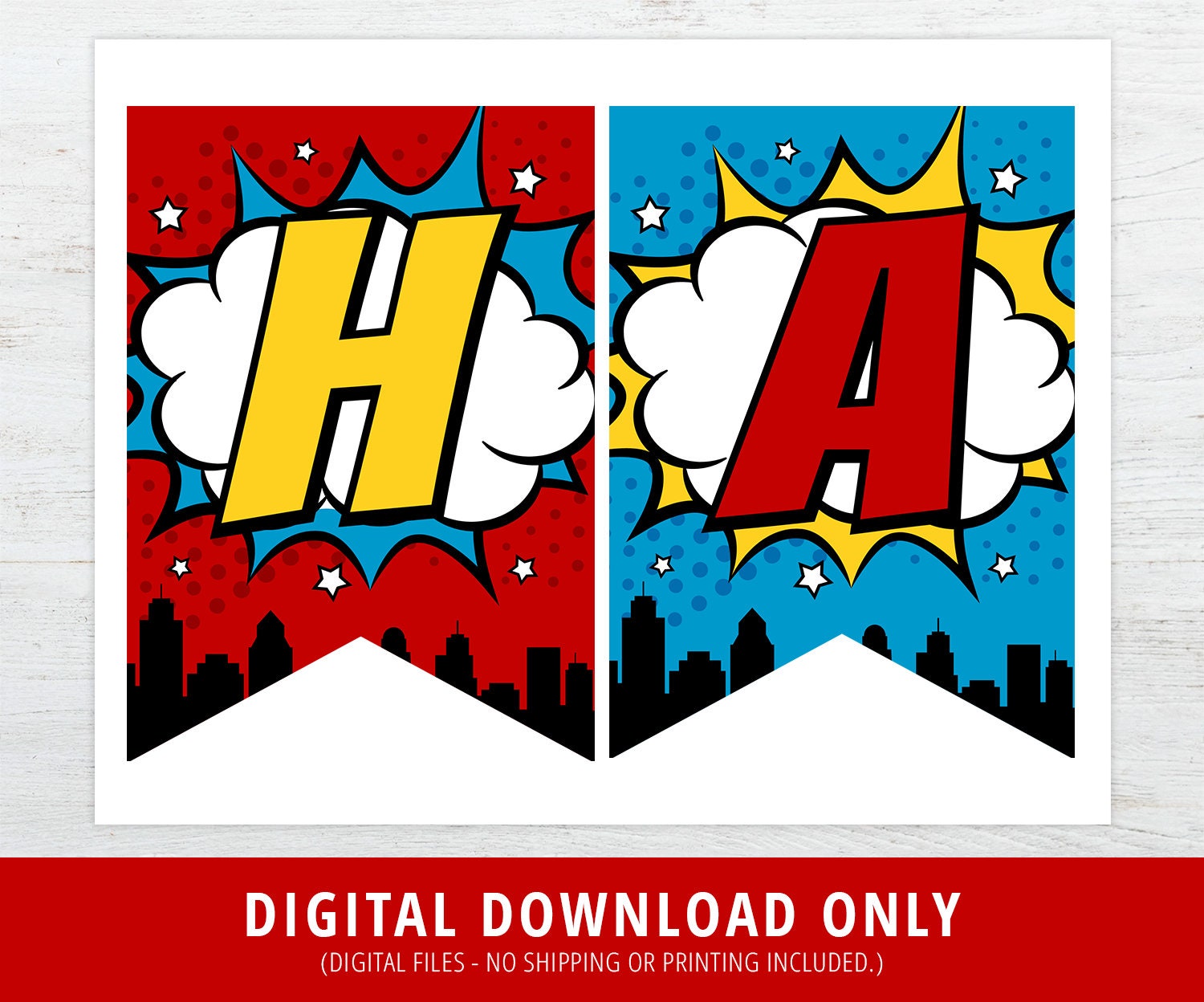 SUPERHERO Birthday Banner Printable Superhero Birthday | Etsy