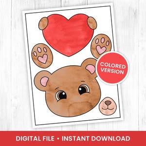 Build a Teddy Bear Kid's Craft, Printable Valentines Day Craft, Kid's ...