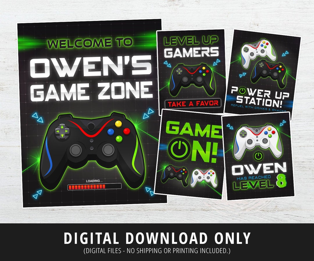 Video Game Party Signs, Video Game Birthday Party Decor, Welcome Sign ...