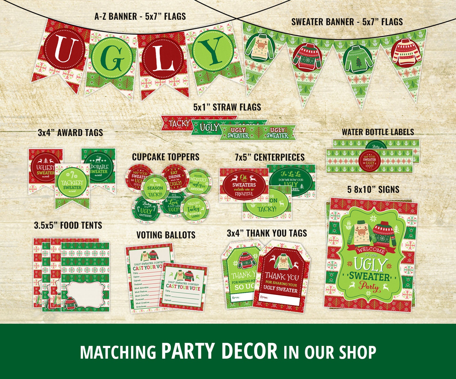 Ugly Sweater Thank You Tags, Ugly Sweater Party Thank You Tags, Ugly ...