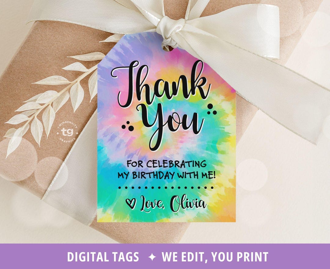 Tie Dye Thank You Tags, Tie Dye Favor Tags, Tie Dye Party, Tie Dye Gift ...