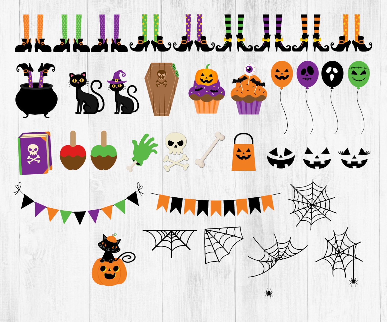 Halloween Clipart Bundle, Cute Halloween Clipart, Pumpkins, Ghosts ...