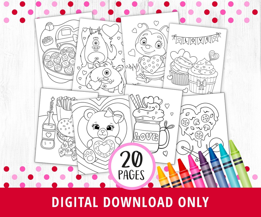 Valentine's Day Coloring Pages, Valentine's Day Printable, Valentine ...
