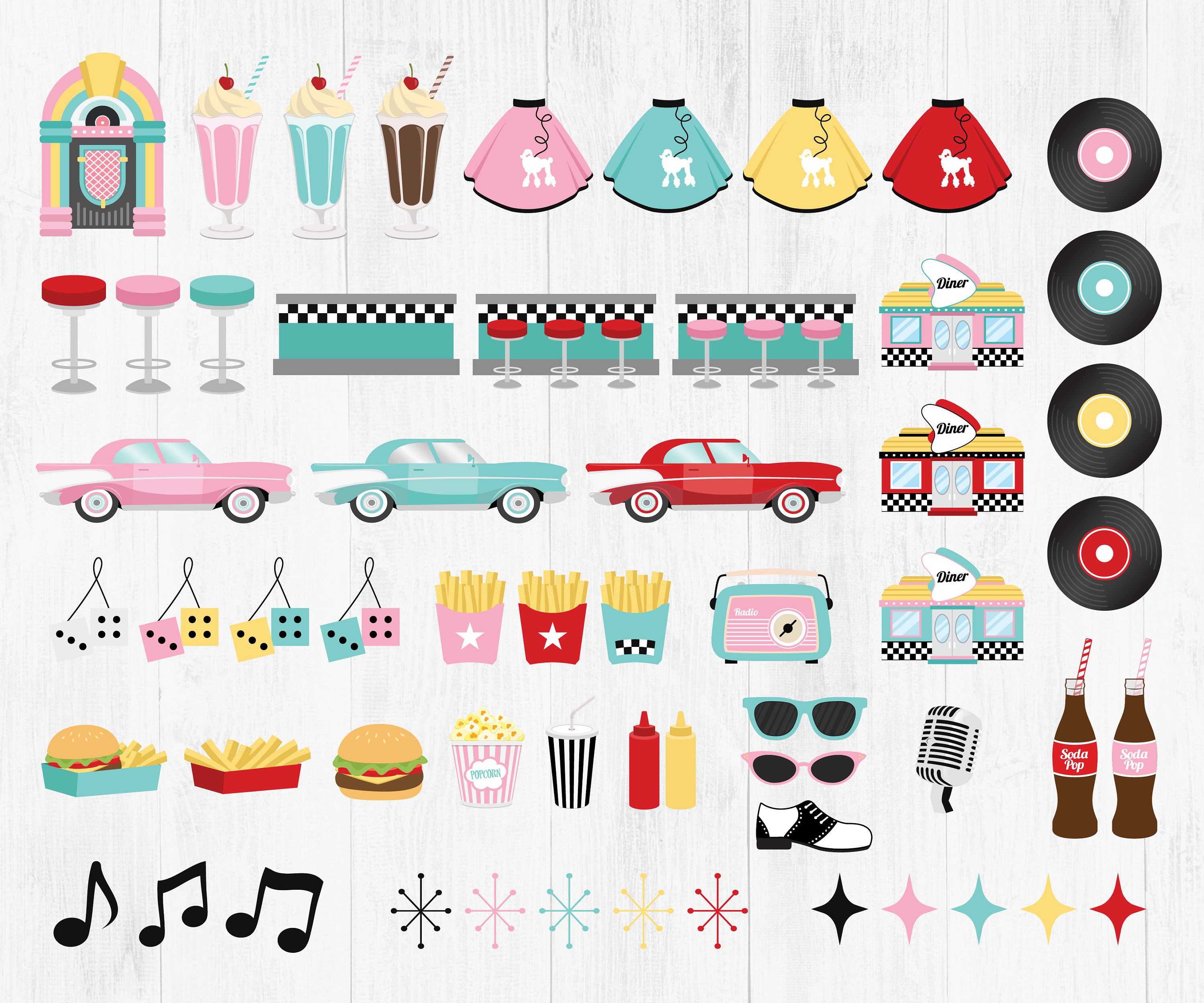50s Clipart 50s Retro Clipart Bundle 1950s Clipart Fifties - Etsy