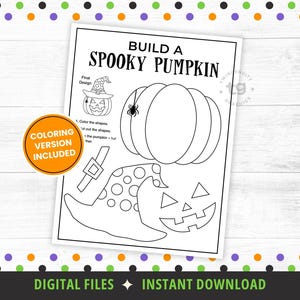 Build a Pumpkin Kid's Craft, Printable Halloween Crafts Kids, Jack-o ...