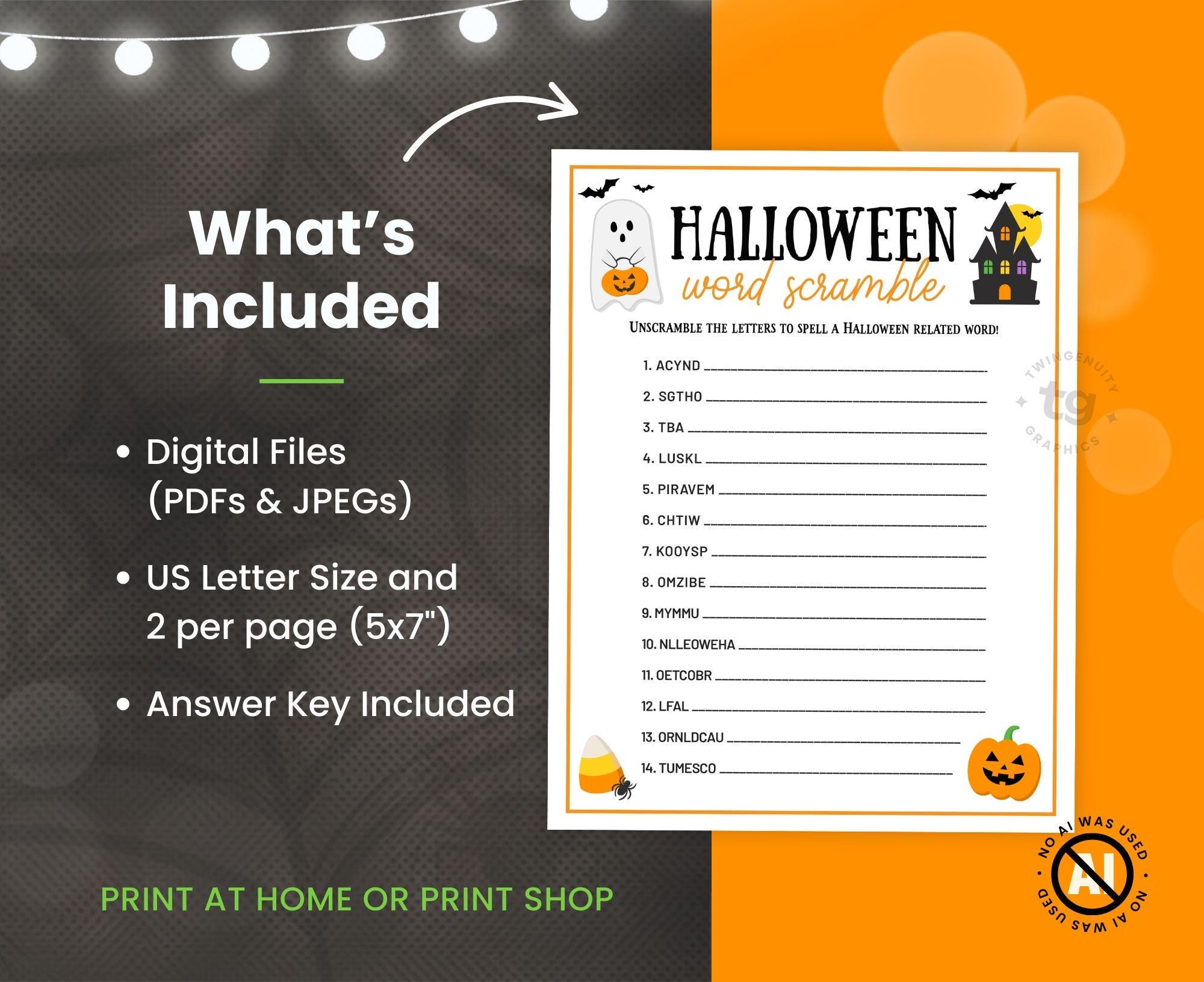 Halloween Word Scramble Printable, Halloween Printable Games, Halloween ...