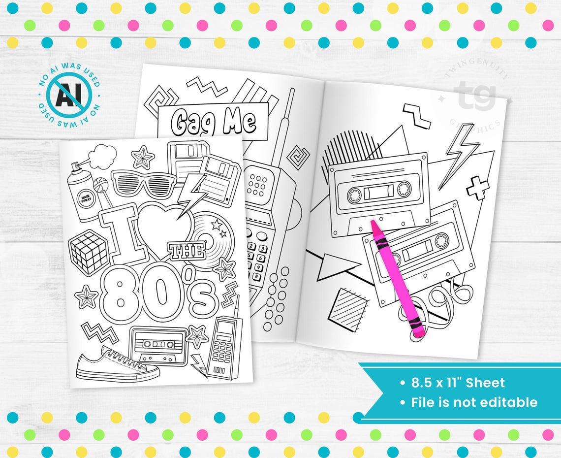 80s Coloring Pages Printable, Back to the 80s, Nostalgia Coloring Page ...