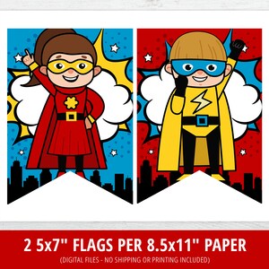 SUPERHERO Birthday Banner, Printable Superhero Birthday Banner, Comic ...