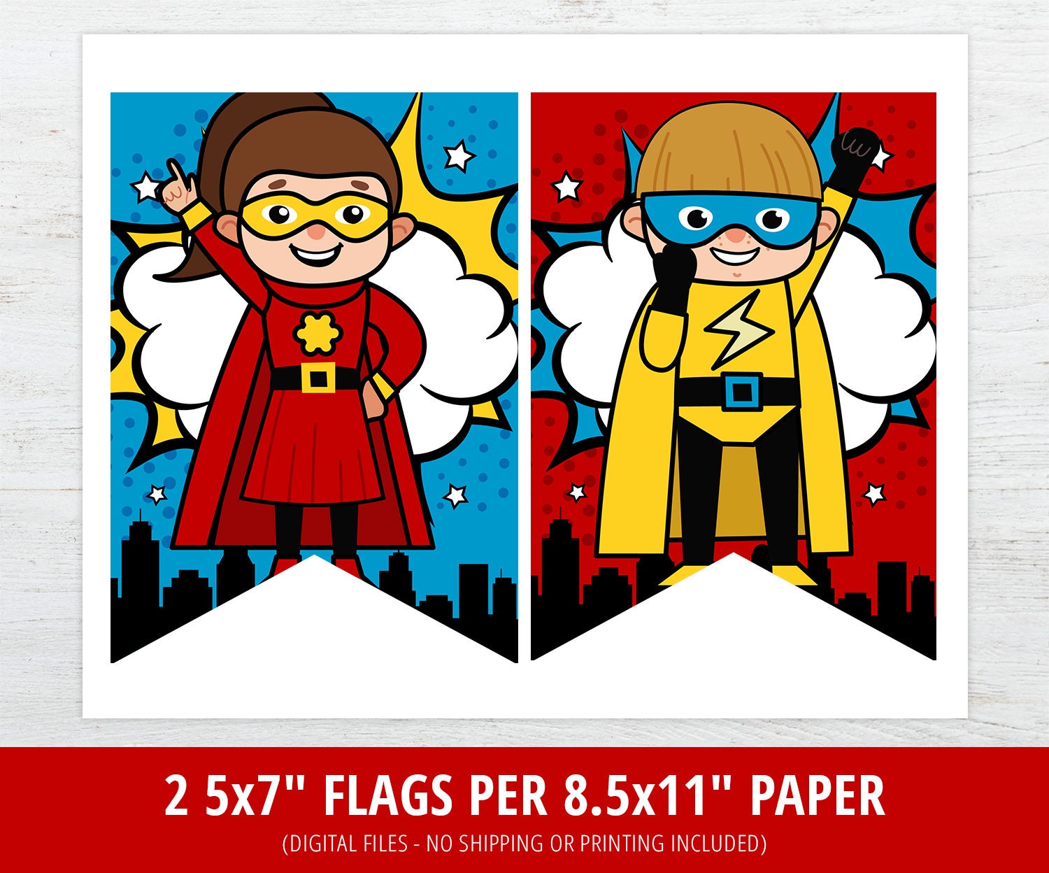 SUPERHERO Birthday Banner Printable Superhero Birthday | Etsy
