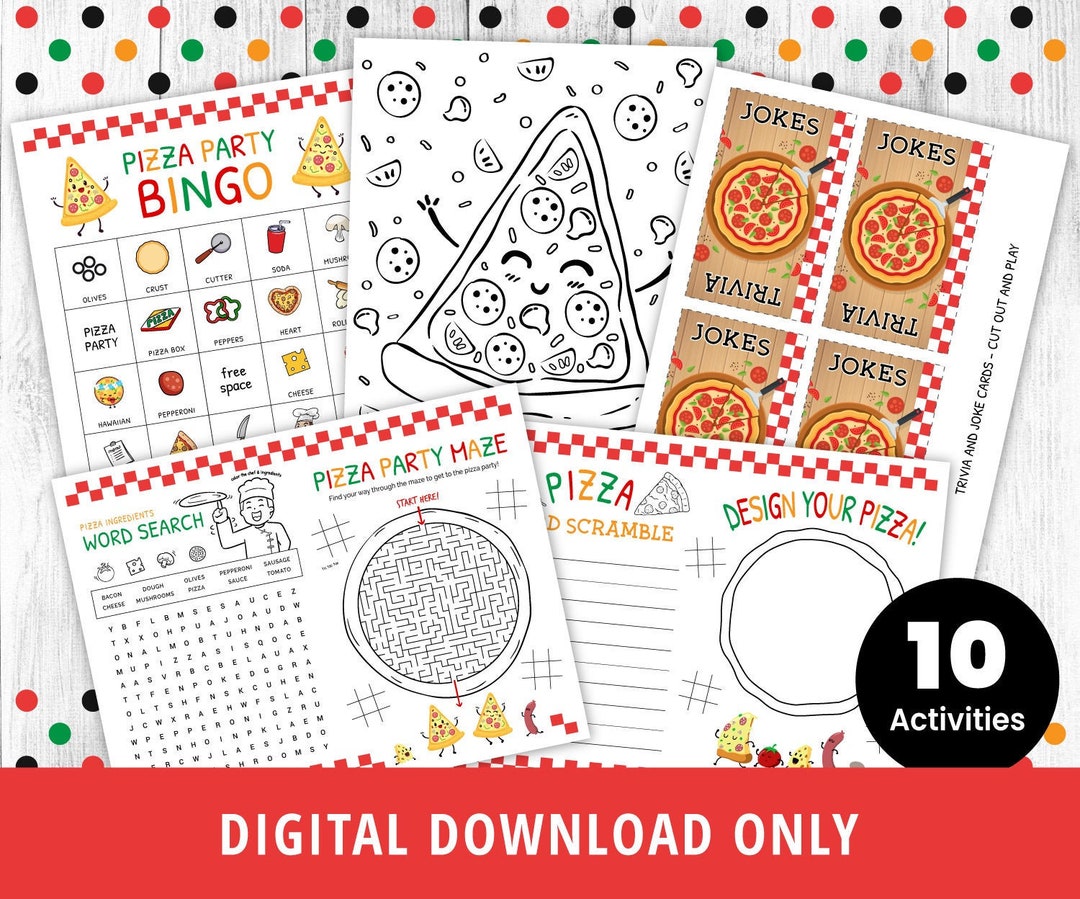 Pizza Game Printables Pizza Party Family Trivia and Games - Etsy