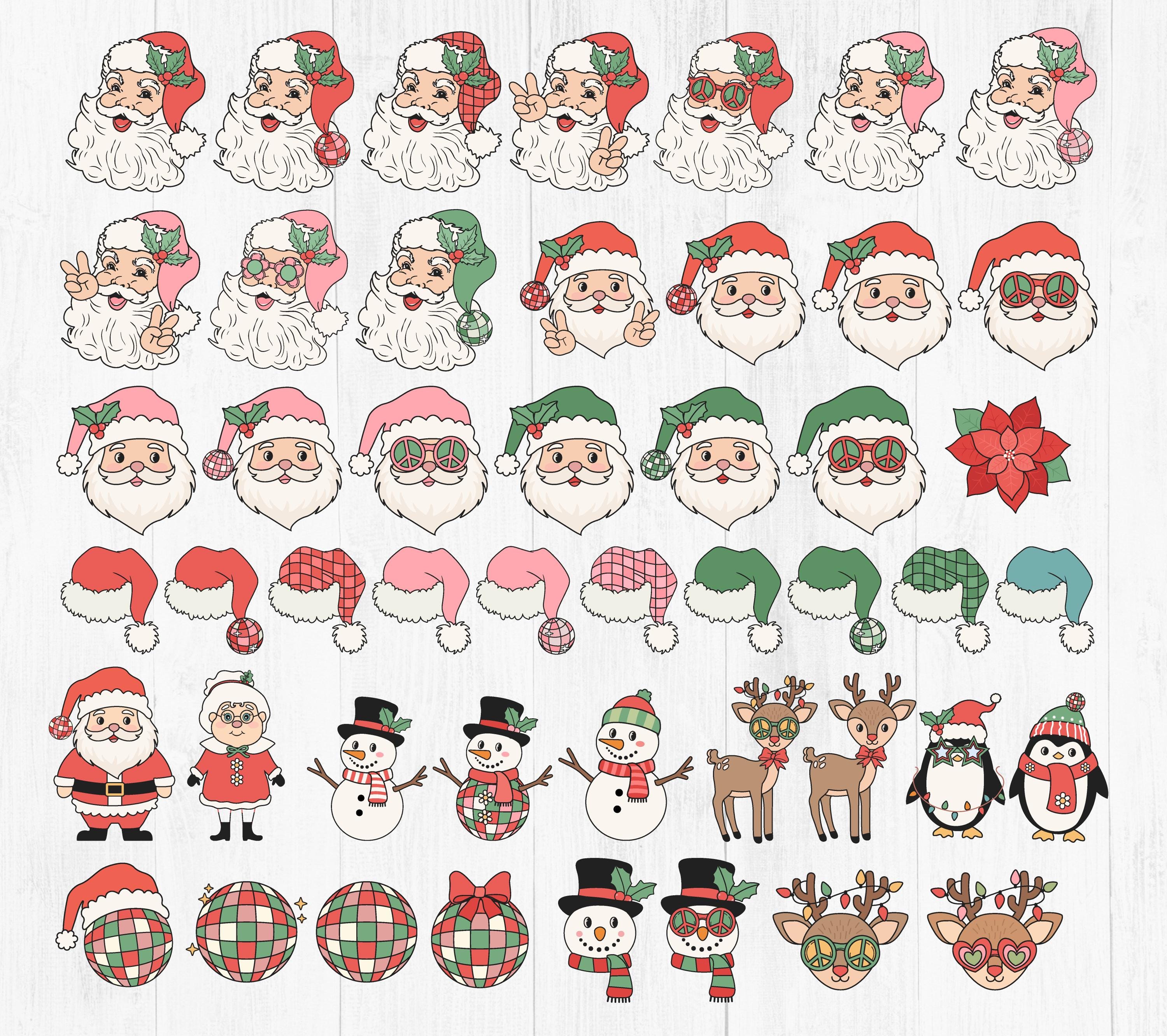 Retro Christmas Clipart, Groovy Christmas Clipart, Christmas Clipart ...
