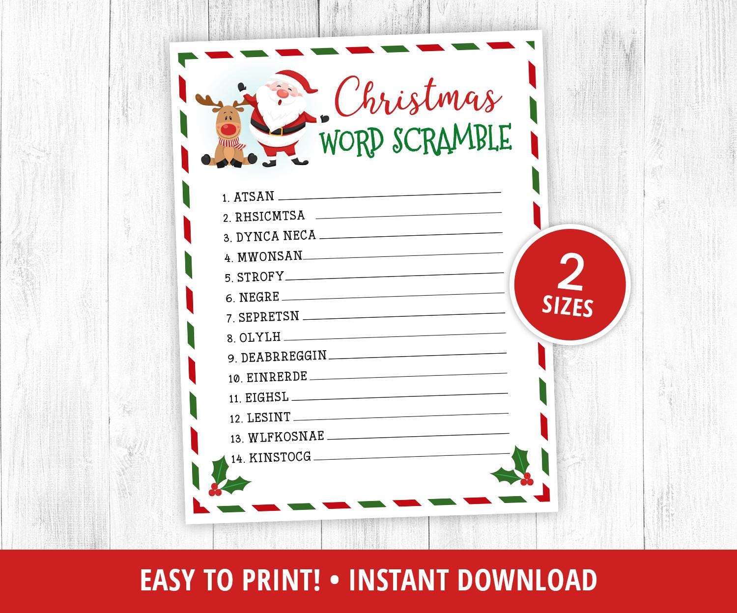 Printable Christmas Word Scramble Game, Christmas Printable Games, Fun ...