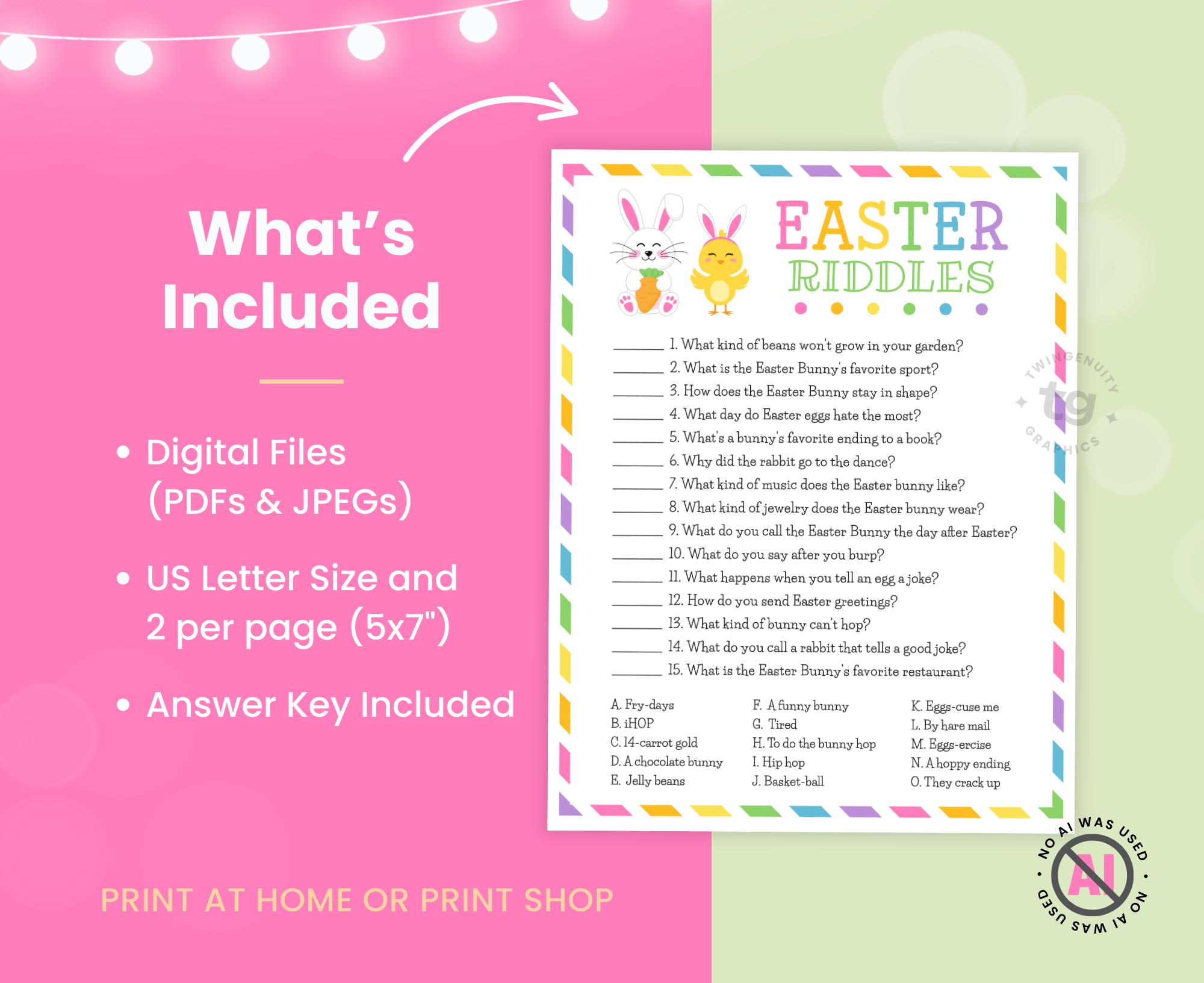 Easter Riddles Game, Printable Easter Game, Easter Activity, Easter ...