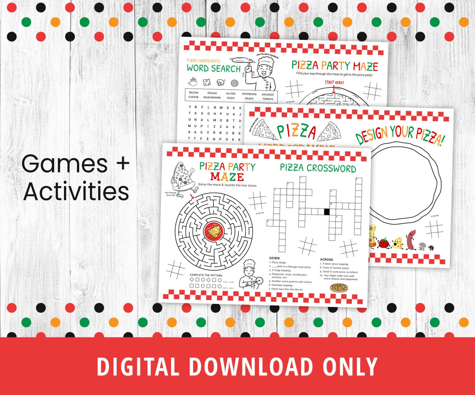 Pizza Game Printables, Pizza Party Family Trivia and Games, Pizza ...