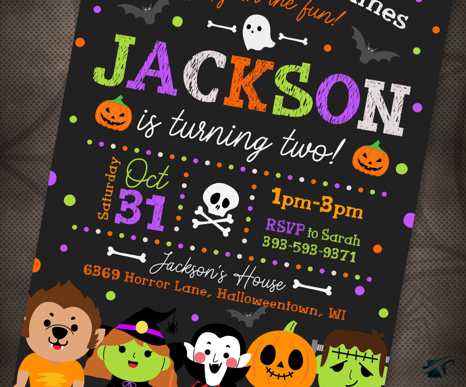 Halloween Birthday Invitation Halloween Costume Invite Kids - Etsy