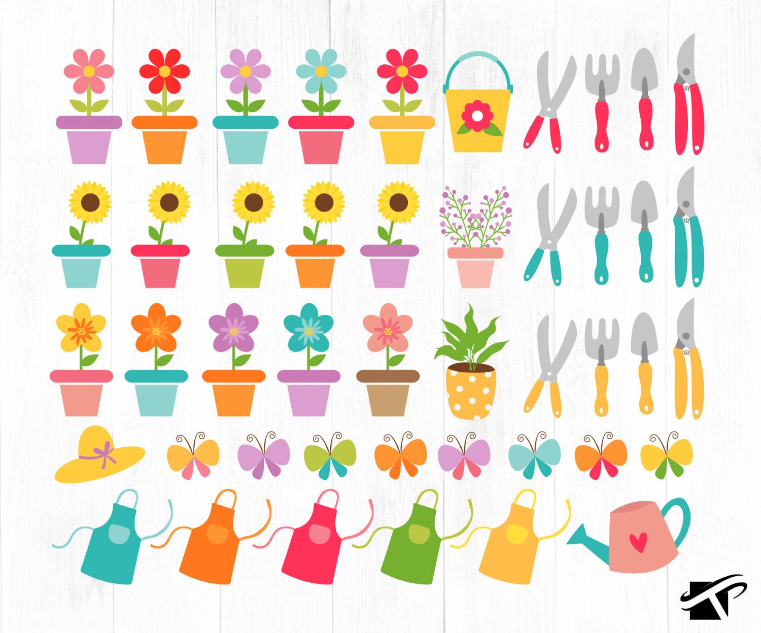 140 Garden Clipart, Spring Clipart Bundle, Gardening Clipart, Flower ...