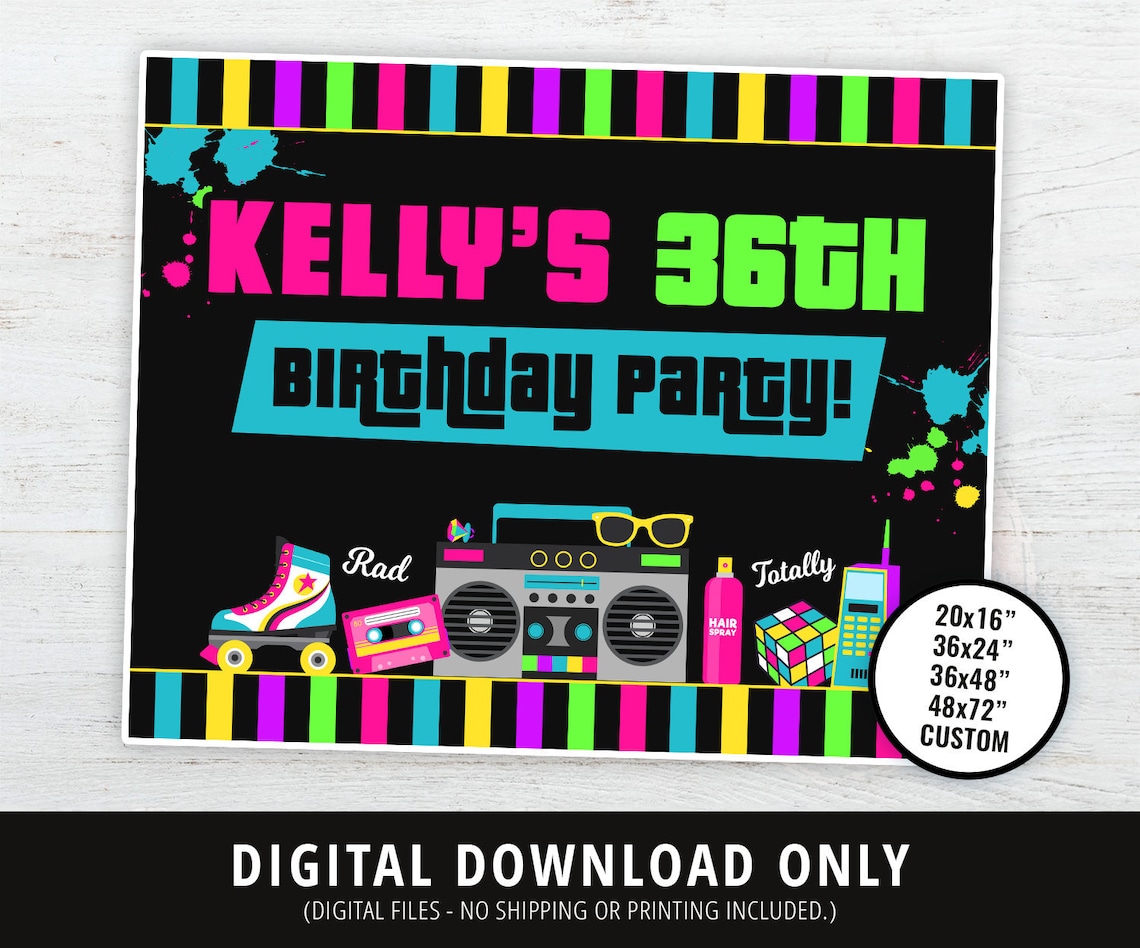 80s Backdrop 80s Banner 80s Yard Sign 80s Birthday Party - Etsy