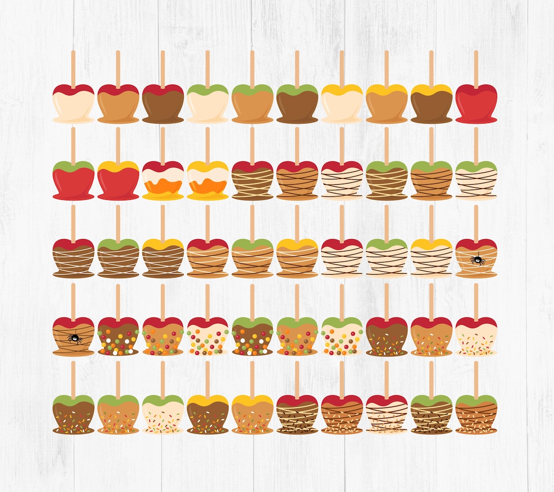 Caramel Apples Clipart, Autumn Carmel Apple, Fall Treats, Candy Apple ...