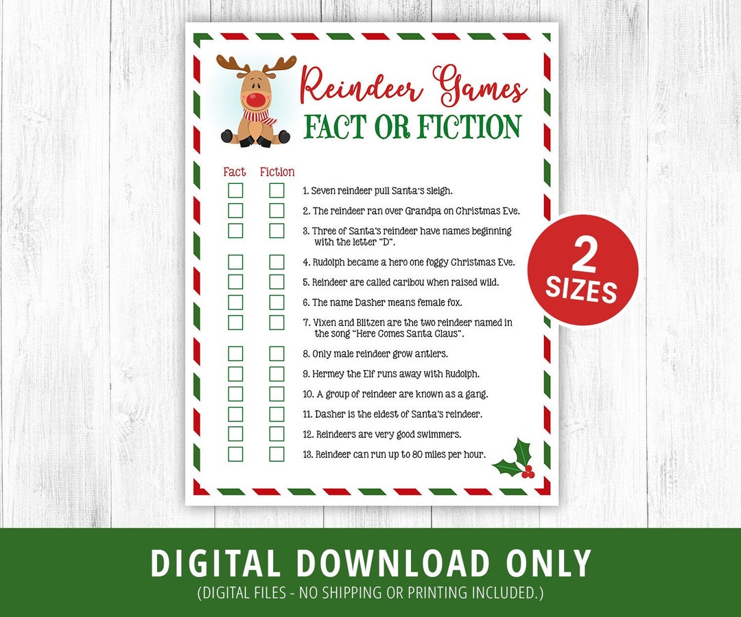 Reindeer Trivia Game, Fact or Fiction, Christmas Games, Fun Holiday ...