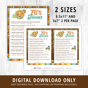 70s Games Bundle Printable, 70s Activities, 70s Party Games, 70s Trivia ...