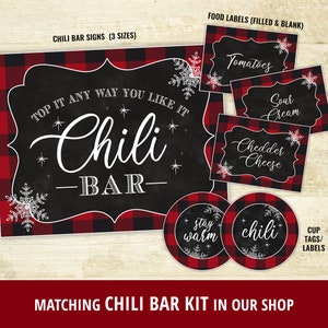 Chili Bar Sign, Chili Bar Sign Printable, Lumberjack Chili Bar Sign ...