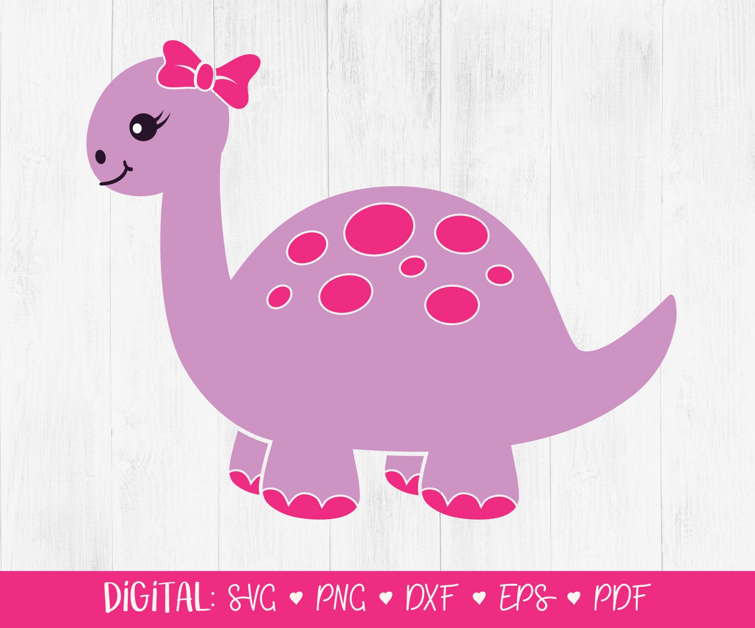 Dinosaur Svg Girl Dinosaur Svg Cute Girl Dinosaur With Bow Etsy