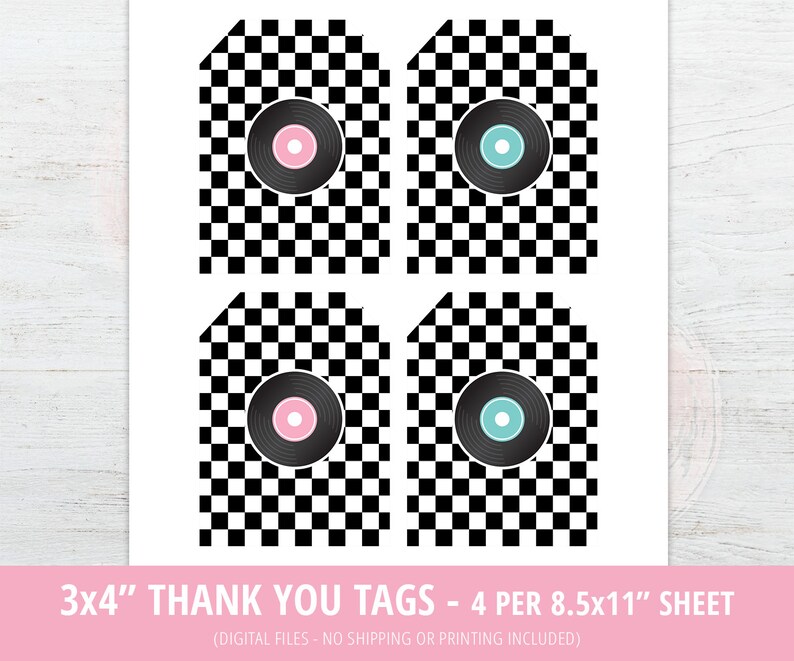 50s Retro Thank You Tags 1950s Sock Hop Diner Favor Tags 50s | Etsy