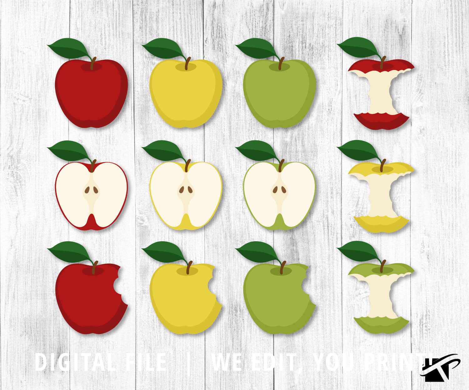 Apple Clipart, Digital Apples, Apple Graphics, Autumn Clipart, Fall ...
