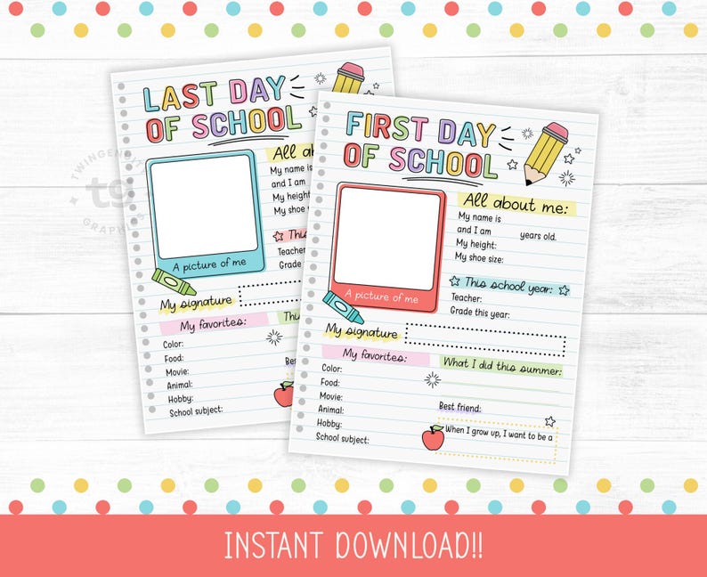 First and Last Day of School Printable, Back to School Questionnaire ...