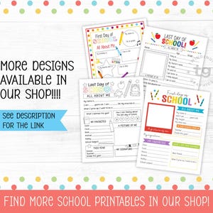 First and Last Day of School Printable, Back to School Questionnaire ...
