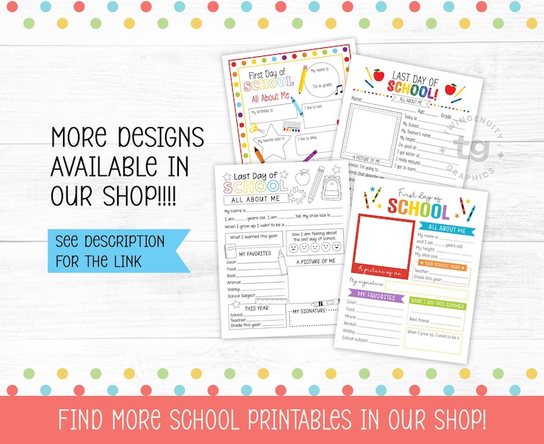 First and Last Day of School Printable, Back to School Questionnaire ...