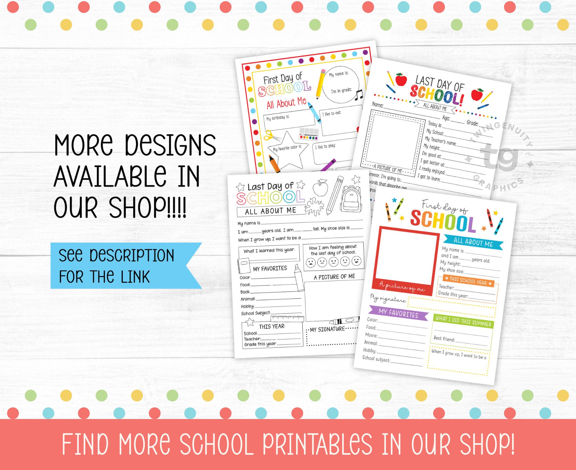 First and Last Day of School Printable, Back to School Questionnaire ...
