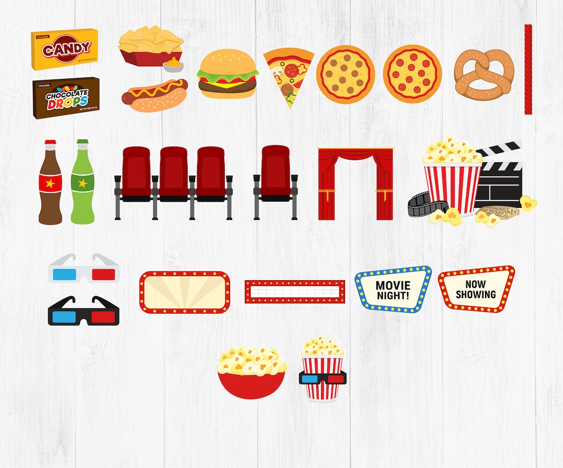 Movie Clipart Movie Night Clipart Movie Theater Clipart | Etsy UK