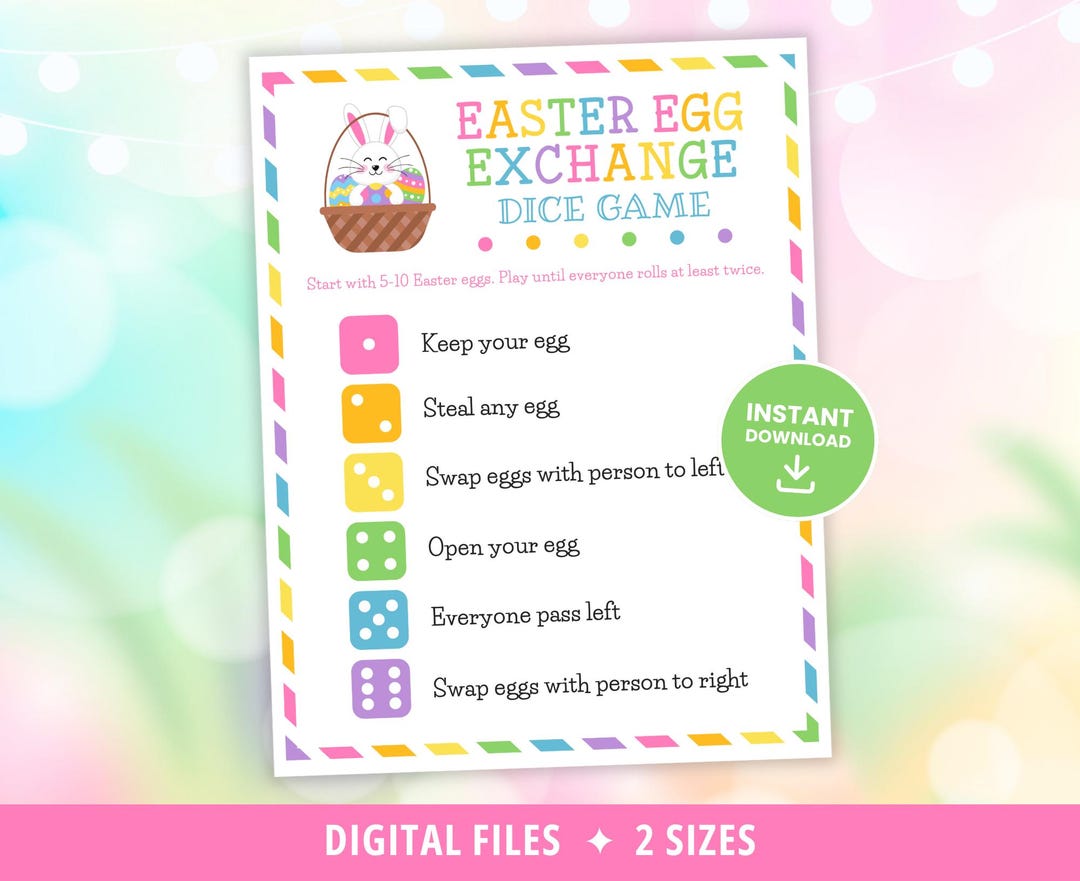 Easter Egg Exchange Dice Game, Printable Easter Game, Easter Activity ...