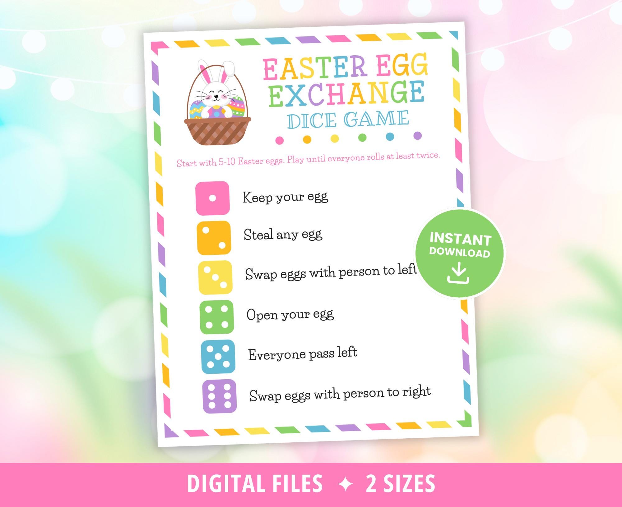 Easter Egg Exchange Dice Game, Printable Easter Game, Easter Activity ...