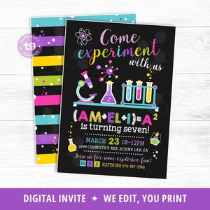 Science Party Invitation, Printable Mad Science Birthday Party ...