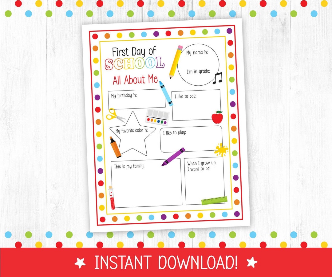 First Day of School Interview, Back to School Printable, Questionnaire ...