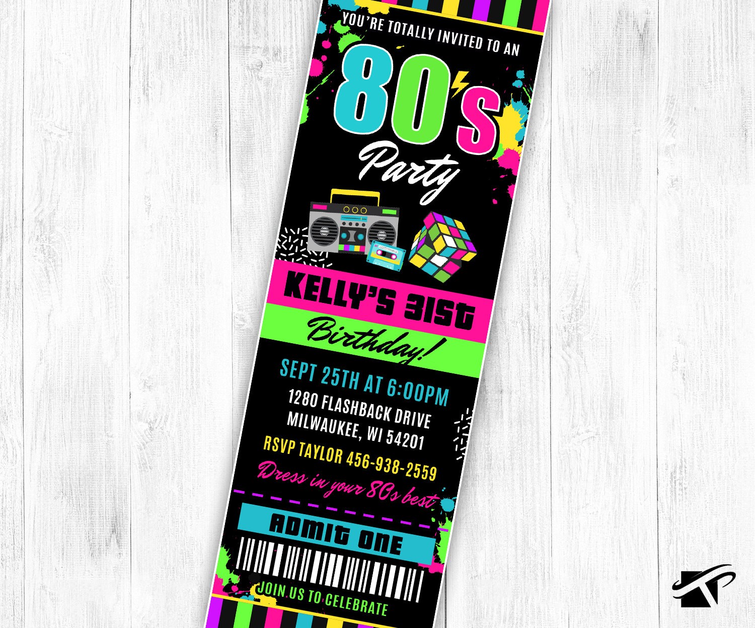 80s Ticket Invitation 80s Birthday Invitation 80s Birthday - Etsy Australia